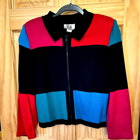 Mita | Jackets & Coats | Mita Vintage Knit Color Block Jacket | Poshmark